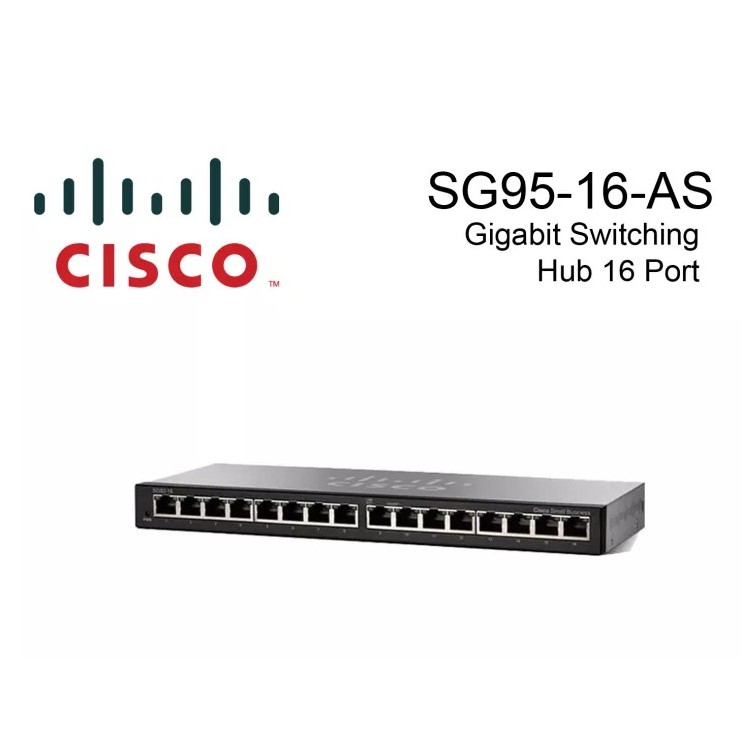 CISCO (SG95-16-AS) 16 Port Gigabit Switching Hub (11") Warranty 5 - Y ...