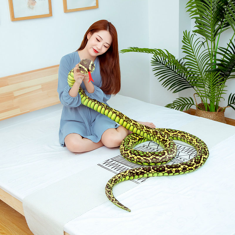 JAY 3M Stuffed Animal Brown Green Yellow Lifelike Big Snake Python Boa ...