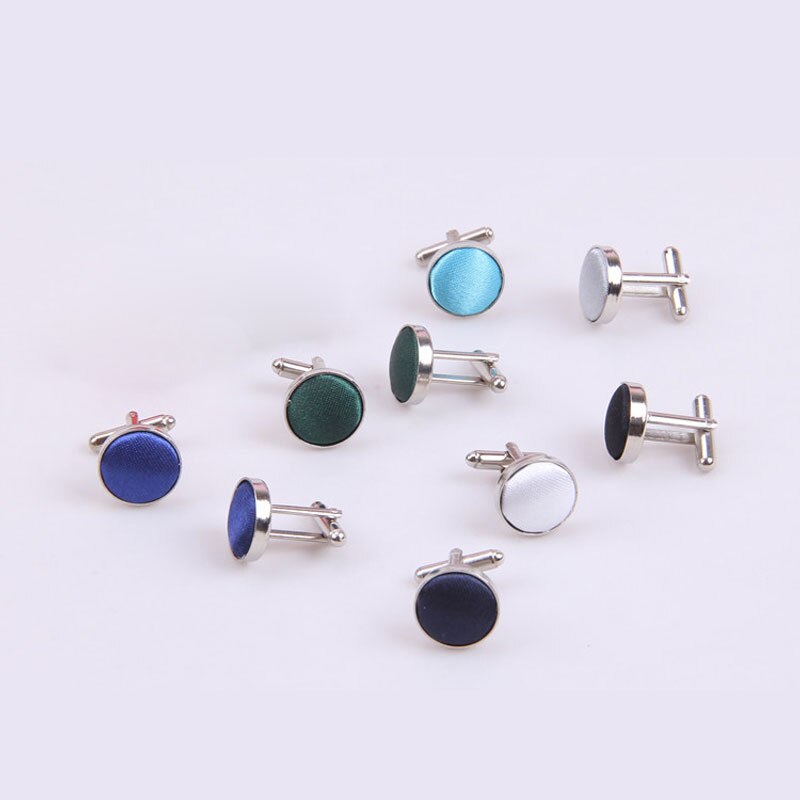 Mens metal solid color round cufflinks French cufflinks fashionable and ...