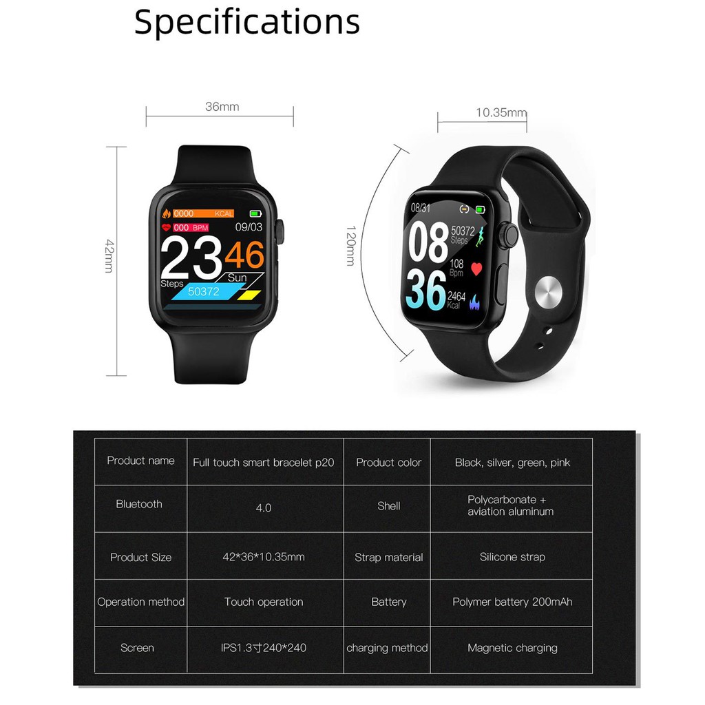 นาฬิกา Smartwatch P20 PRO รองรับไทย 100 % เพื่อสุขภาพ พร้อมส่ง รีวิว ...