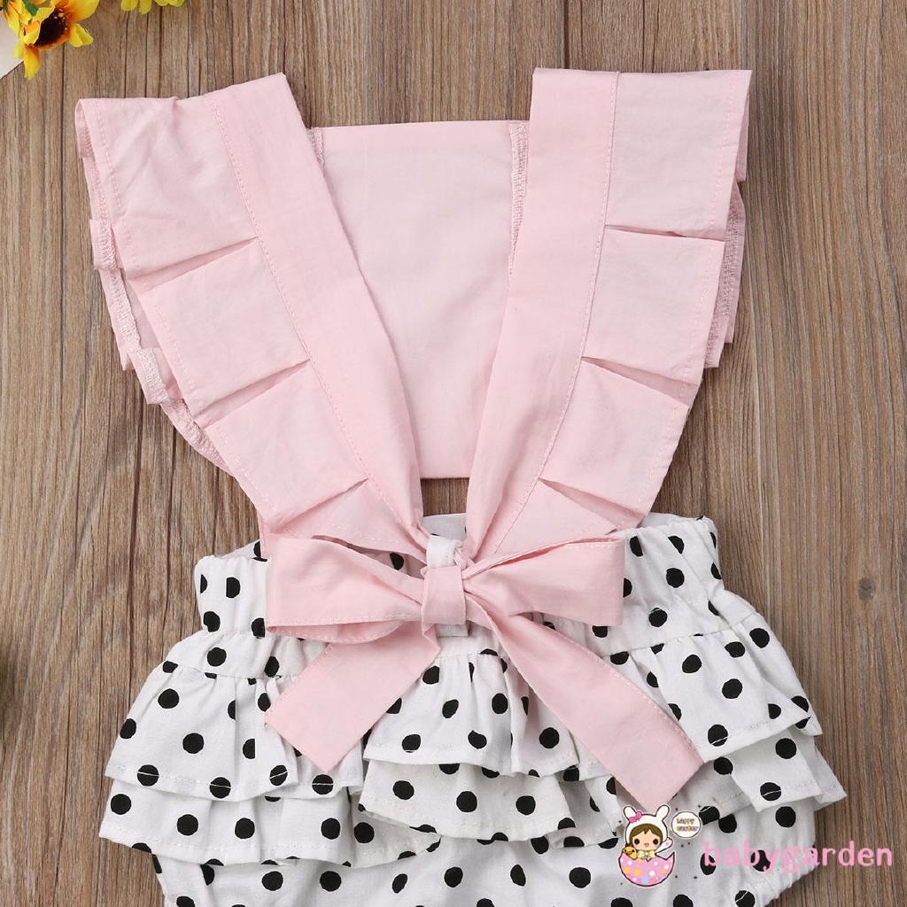 ღ♛ღBaby Girls Splice Patchwork Ruffle Sleeves Romper Jumpsuit ...