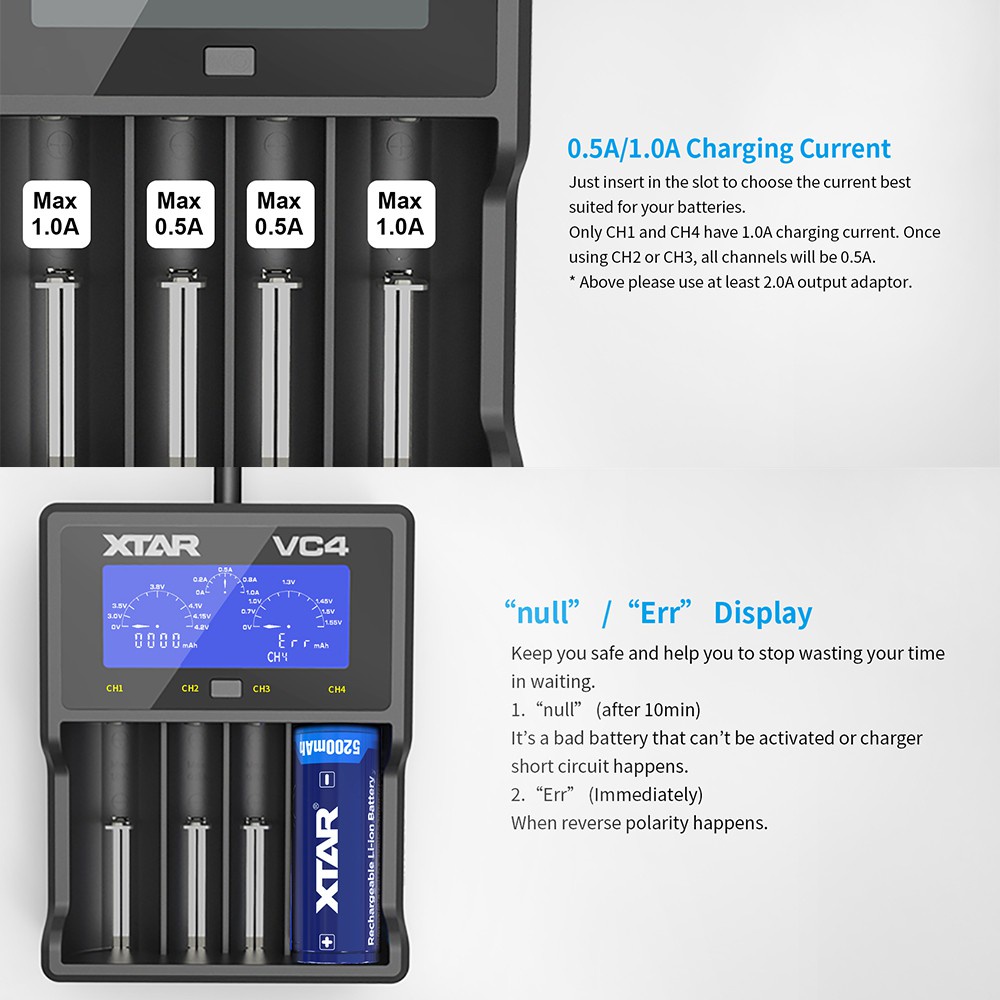 Xtar Vc4 ที่ชาร์จอิสระ 4 ช่อง เข้ากันได้กับหลากหลายช่วง - v8m8zjl455 - ThaiPick