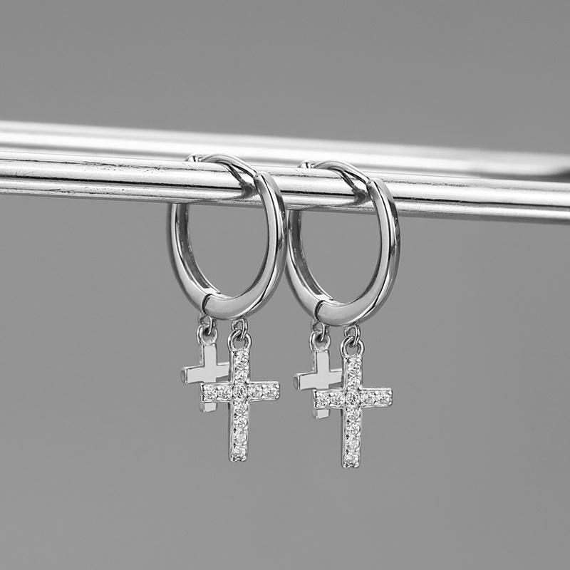 Hikaw ต่างหูห่วงไขว้ สีเงิน เครื่องประดับ สําหรับผู้ชาย - melody001.th ...