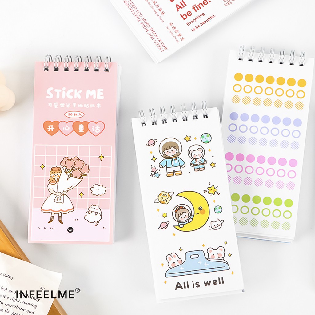 เครื่องเขียนน่ารัก/ สมุดสติ๊กเกอร์ Stick Me ⭐️ 50 แผ่น Sticker Book DIY ...
