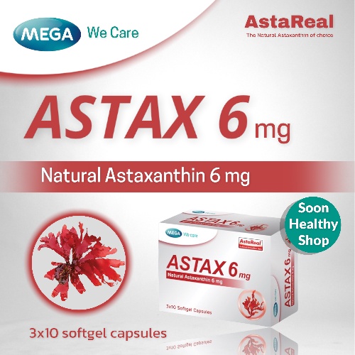 Mega we care Astax Astaxantine 6 mg.บำรุงผิว ลดริ้วรอย บำรุงสายตา (30 ...