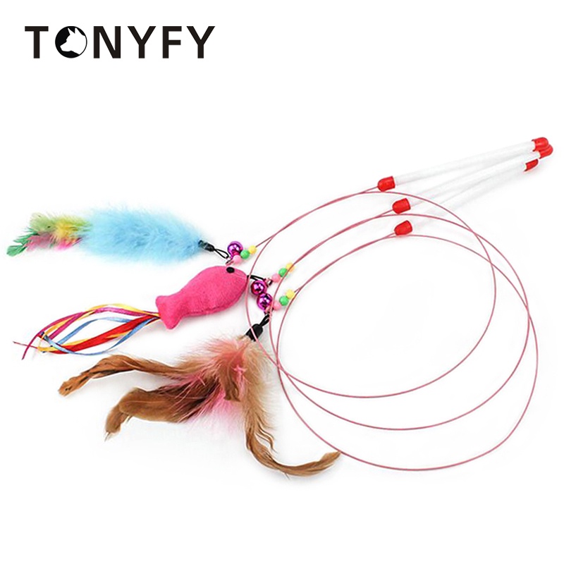 ติดแมวตลก2cs Cat Stick Fish Feather Ball lush Bell Mouse Funny Cat ...