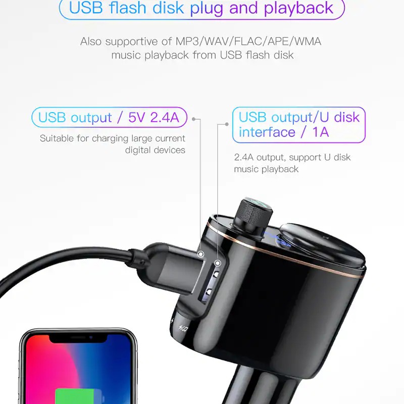 Baseus 3.4A Dual USB Car Charger CCALL-RH01 Bluetooth FM Transmitter ...