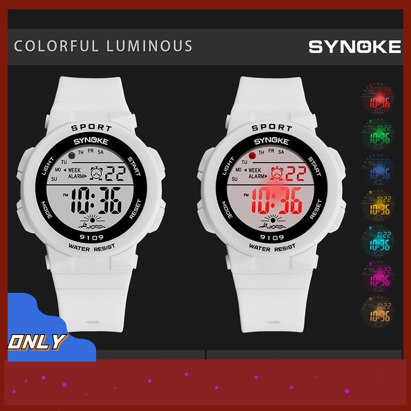 COD SYNOKE กีฬาผู้ชายผู้หญิงนาฬิกาดิจิตอล G กันน้ำสไตล์ที่มีสีสัน LED ...