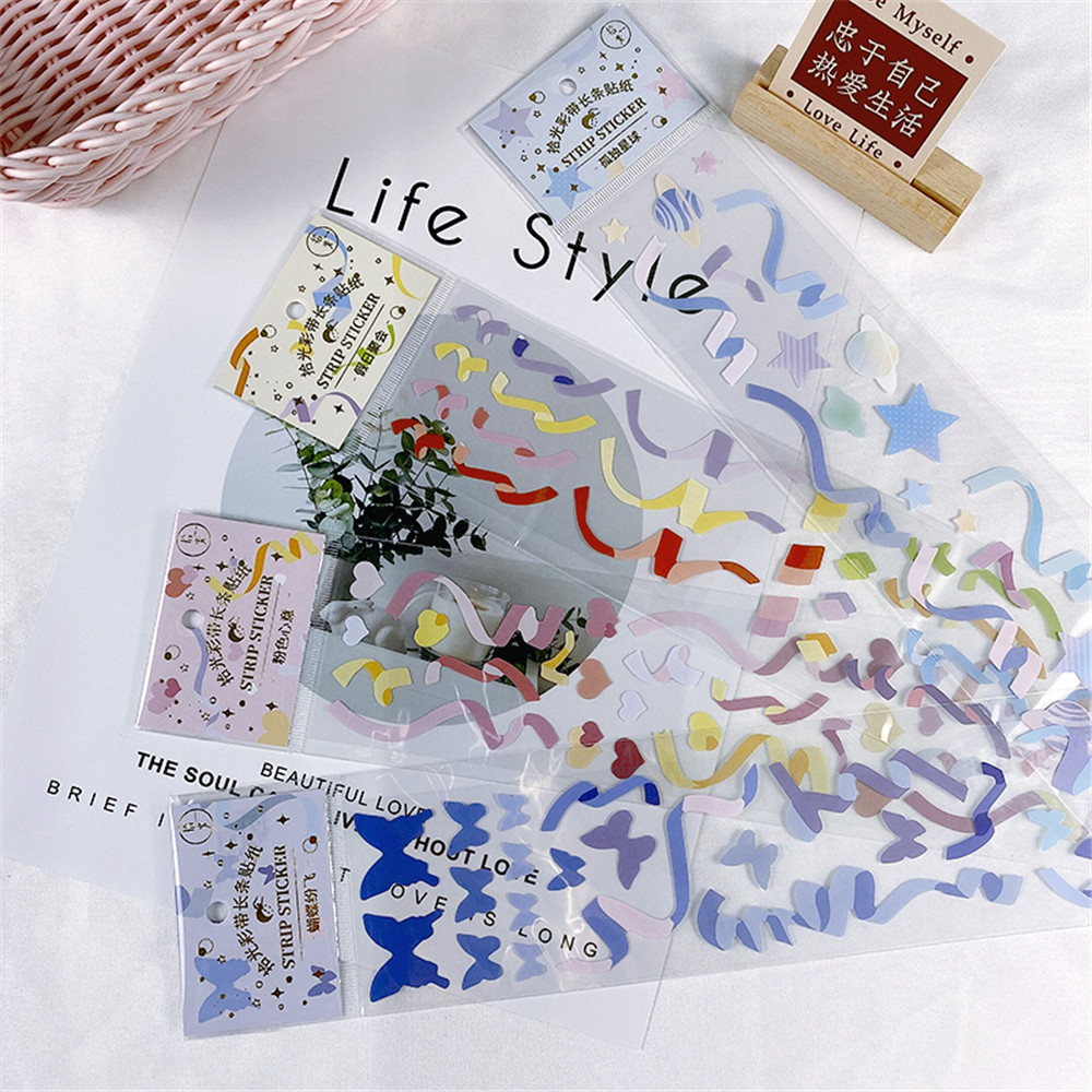 1Pcs Ribbon Series Long Strip Stickers Ribbon Photo Album Decoration ...