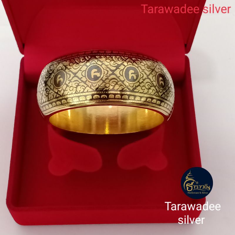 Tarawadee กำไลถมทอง กำไลข้อมือสลักลายนะโมรอบวง กำไลข้อมือนะโม กำไลถม ขนาดหน้ากว้าง2.5ซม งานช่าง ...
