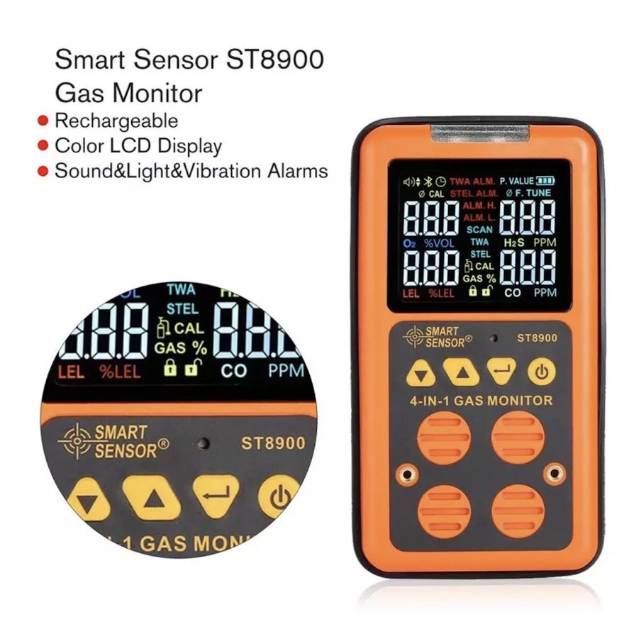 พร้อมส่ง SMART SENSOR 4 in 1 เครื่องตรวจจับก๊าซ O2 H2S CO LEL เครื่อง ...
