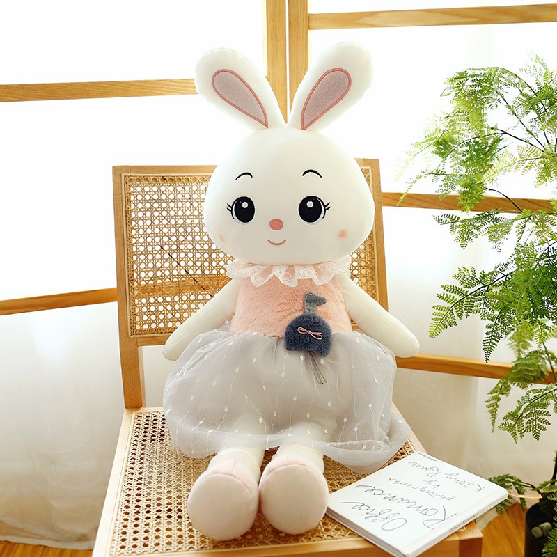 【Spot】Wholesale cute rabbit plush toy doll little white rabbit princess ...