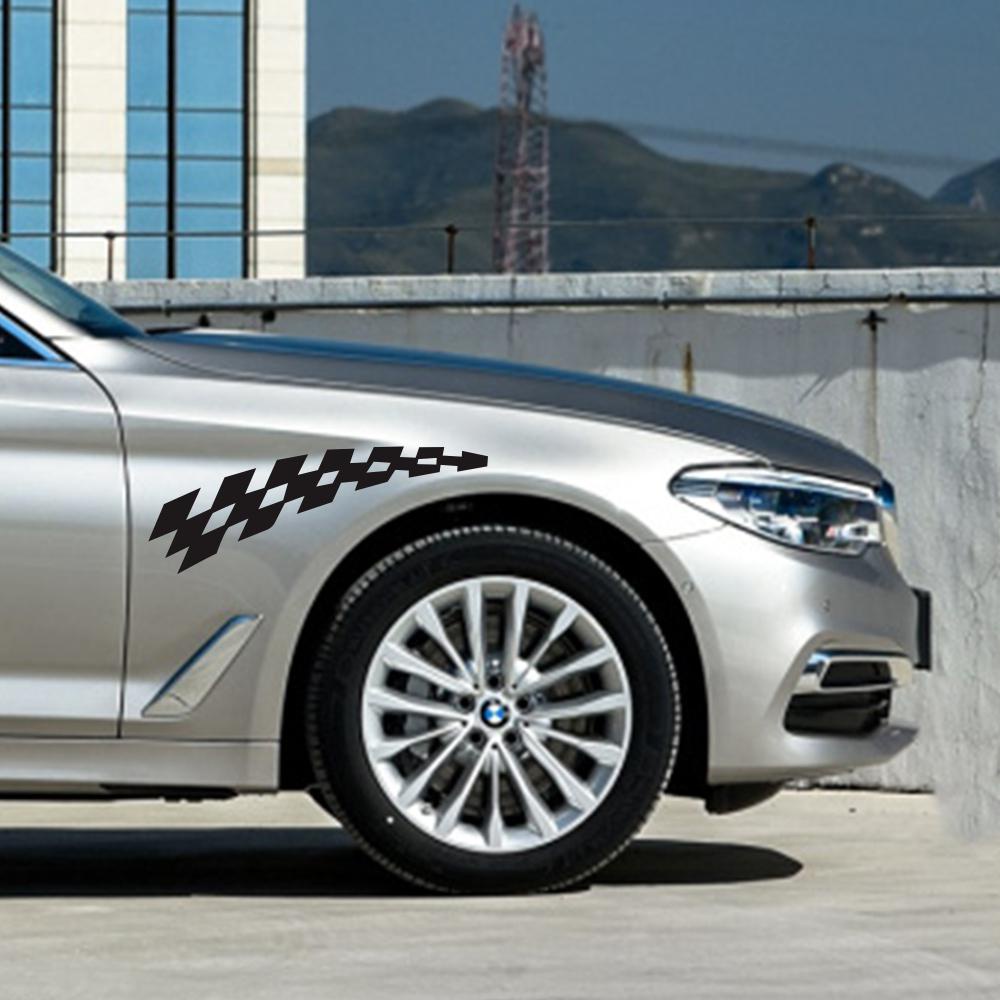 Car Racing Stickers Vehicle Car Decals Plaid Wheel Flags Reflector ...