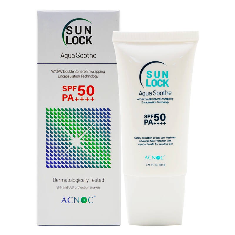 Acnoc Sun Lock Aqua Soothe SPF50PA 50g. ครีมกันแดด แอคนอค - beautynista ...