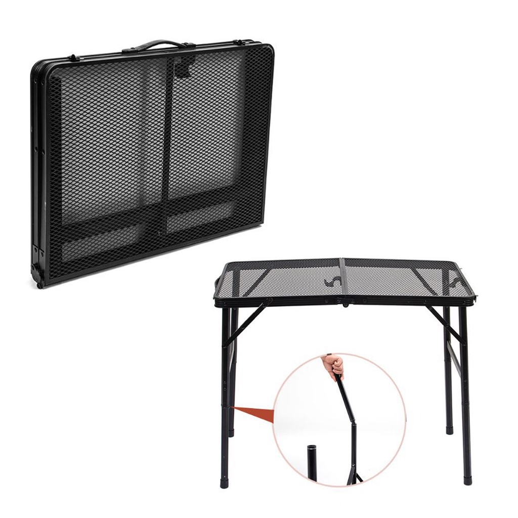 โต๊ะตะแกรงเหล็ก size L - HQZ-6090 ต่อขาได้ 90cm x 60cm x 42-67cm พับ 60x45x8CM บูรพาแค้มป์ ...