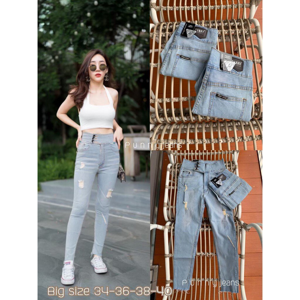 Jeans world BPN-3 S-5XL รวมกางเกงยีนส์ขาเดฟ ผ้ายืด เอวสูง มีไซน์ใหญ่ สาวอวบ คนอ้วน - jeansworld ...