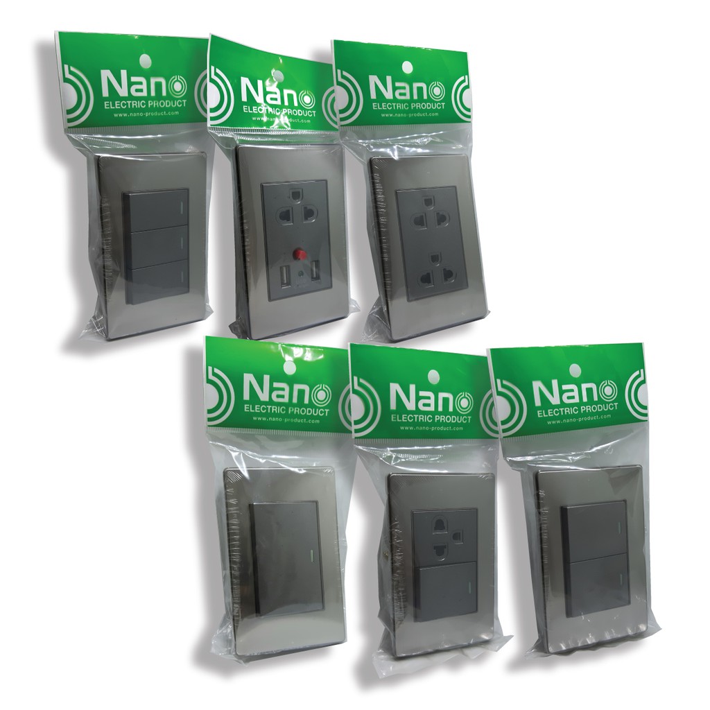 NANO ใหม่ หน้ากากกรอบสแตนเลส เต้ารับกราวคู่ ปลั๊กกราวคู่ ชุดปลั๊กไฟ ชุดสวิทซ์ Urban Series ...