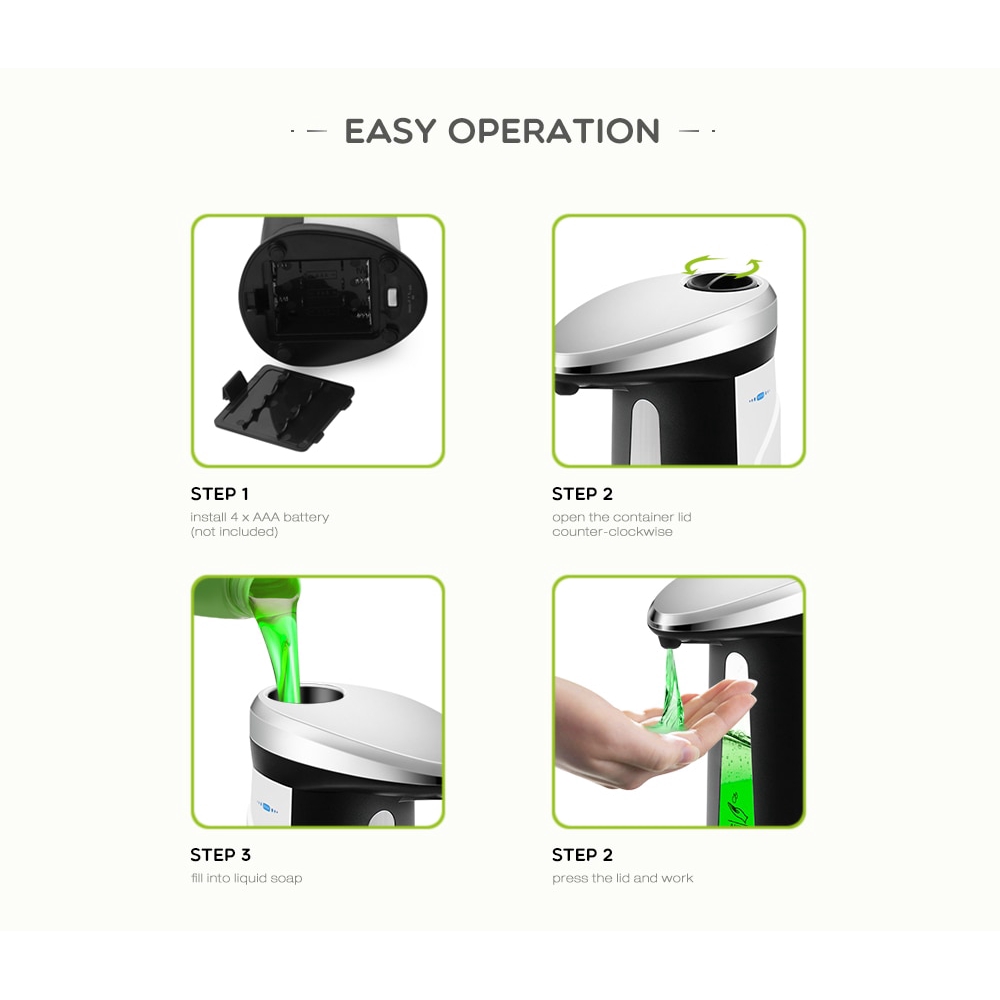 LT-400Ml Automatic Liquid Soap Dispenser Smart Sensor Touch-free ABS Electroplated Sanitizer ...