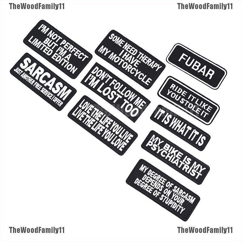 TWF Words Slogan Embroidered Iron on Biker Motorcycle Patches Fabric ...