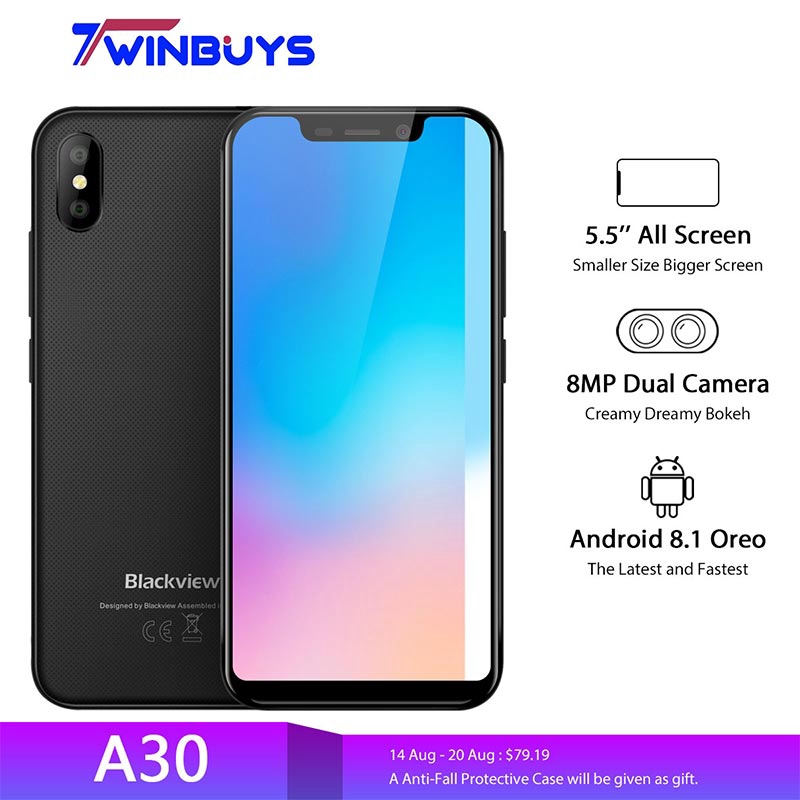 Blackview A30 5.5 inch 199 Smartphone Face ID Android 8.1 MTK6580A Quad ...