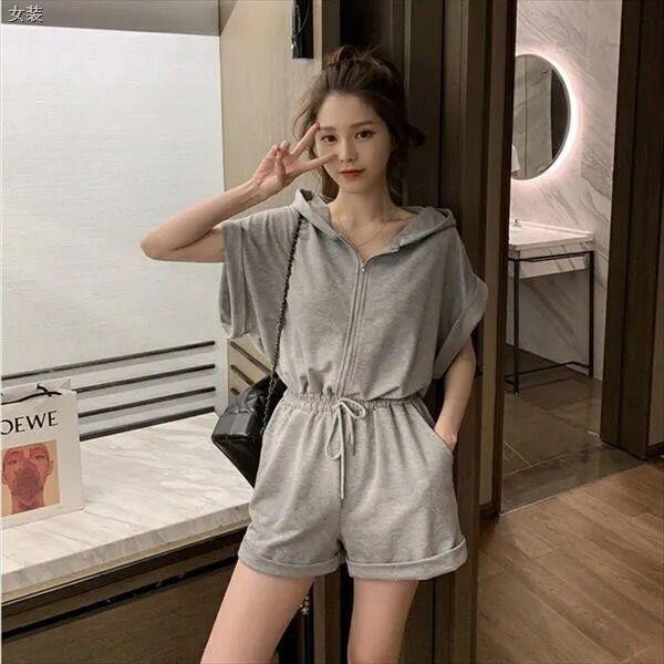 ☢Siamese clothes ชุดกีฬาเอวสูงผู้หญิงชุดจั๊มสูทชุดฤดูร้อนของผู้หญิงชาย ...