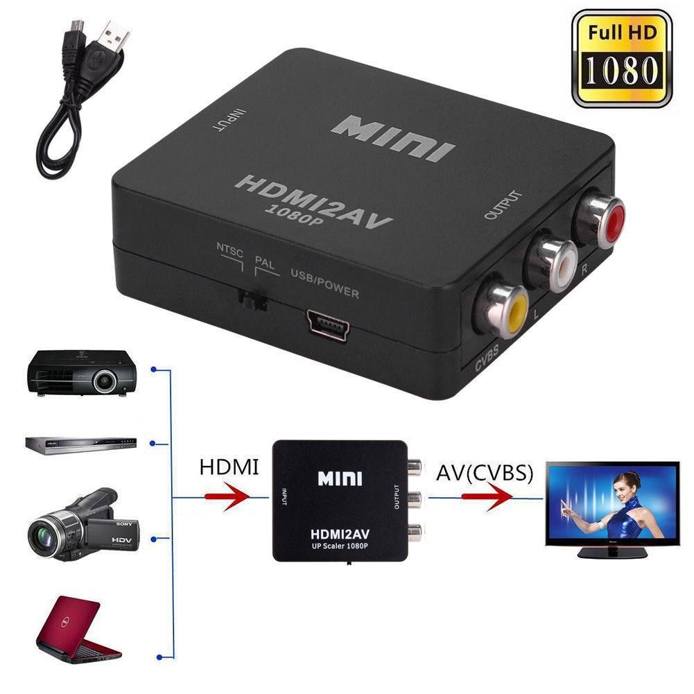 MINI HDMI2AV Black 1080P HDMI to RCA Audio Video AV ตัวแปลงสัญญาณภาพ สี ...