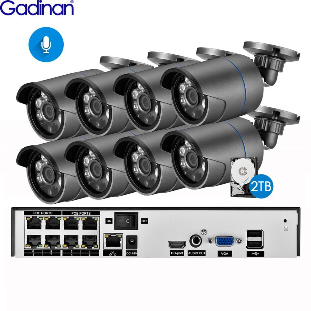 8CH 5MP POE NVR Video Surveillance System H.265 with 4pcs 3mp ip camera Waterproof Outdoor ...