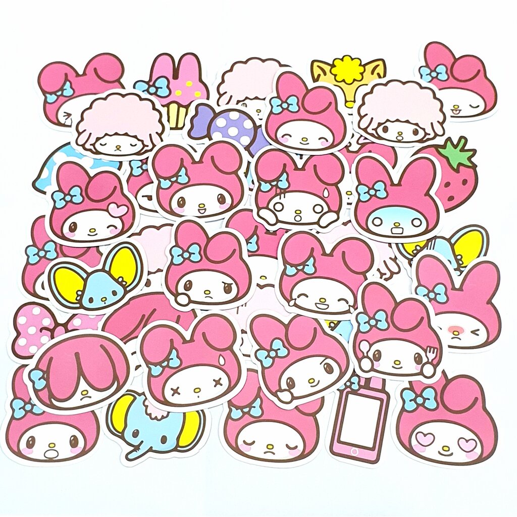 สติ๊กเกอร์ My Melody หัวกลมๆ มายเมโลดี้ ติดแน่น กันน้ำ ติดกระเป๋า