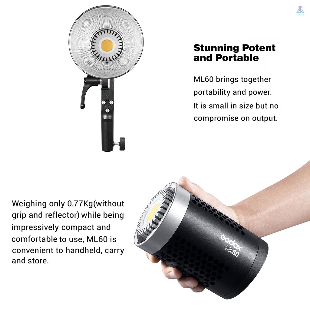 TL Godox ไฟ LED ML60 60W 5600K CRI96 TLCI97 16 กลุ่ม 32 ช่อง หน้าจอ LCD ...