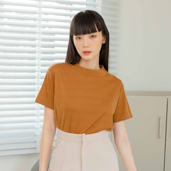 Front Nine Kimmy T-Shirt (new fabric) เสื้อยืดแขนสั้นผ้าร่อง คอเต่า ...