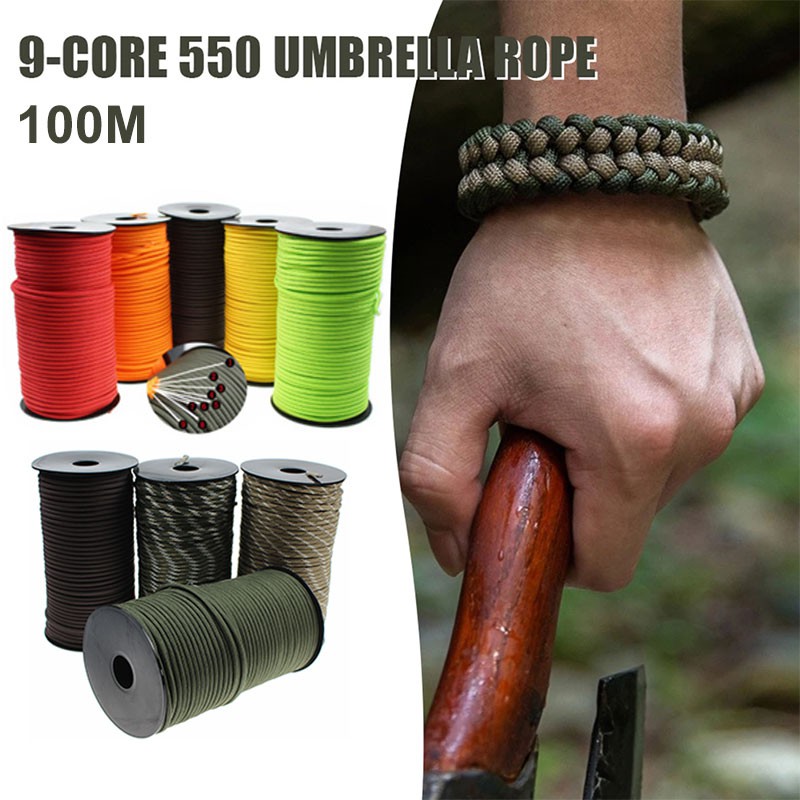 Rope 9-Core 550 Military Standard Outdoor Parachute Cord Umbrella Tent ...