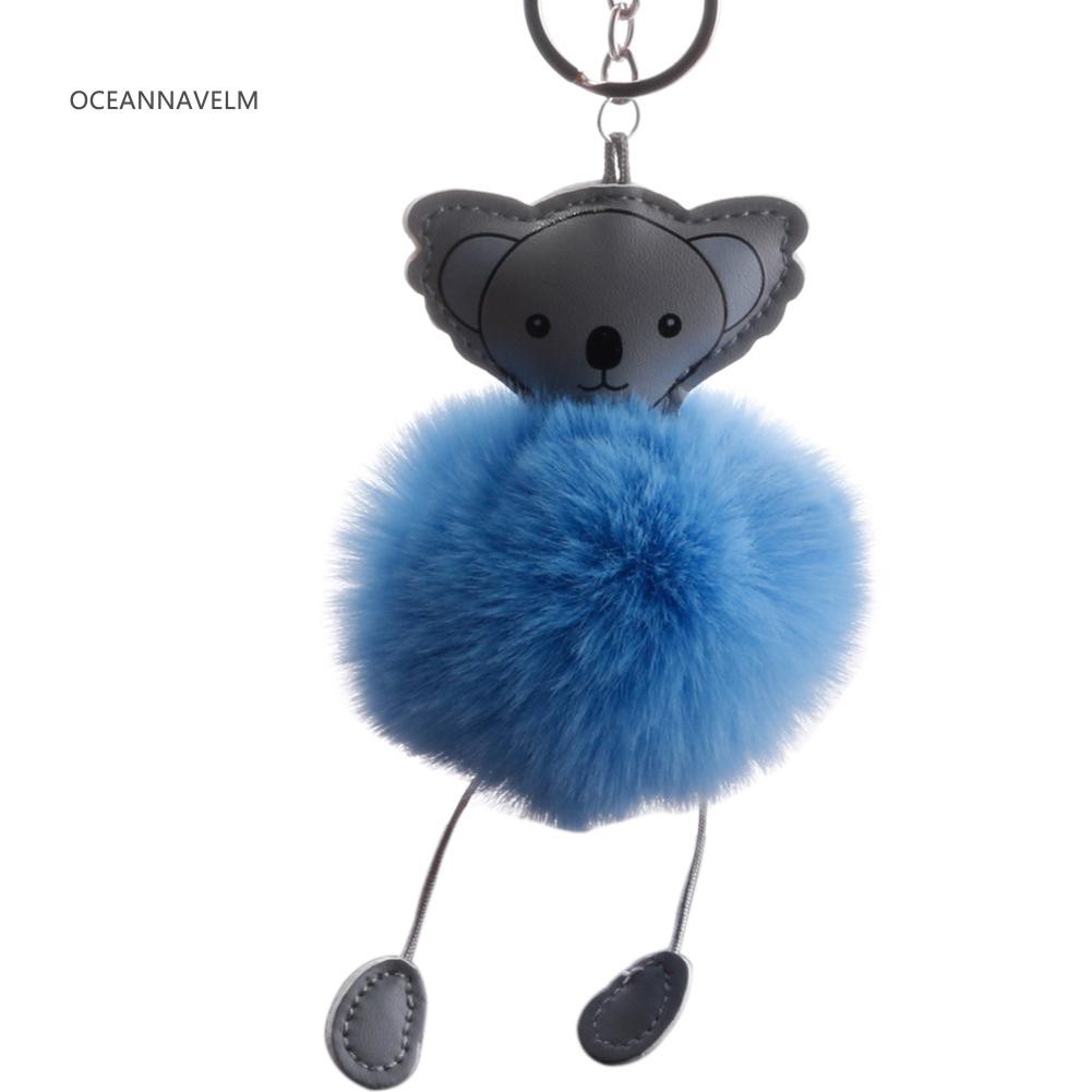 ♀OA Fluffy Faux Leather Koala Key Chain Ring Car Bag Purse Ornament ...