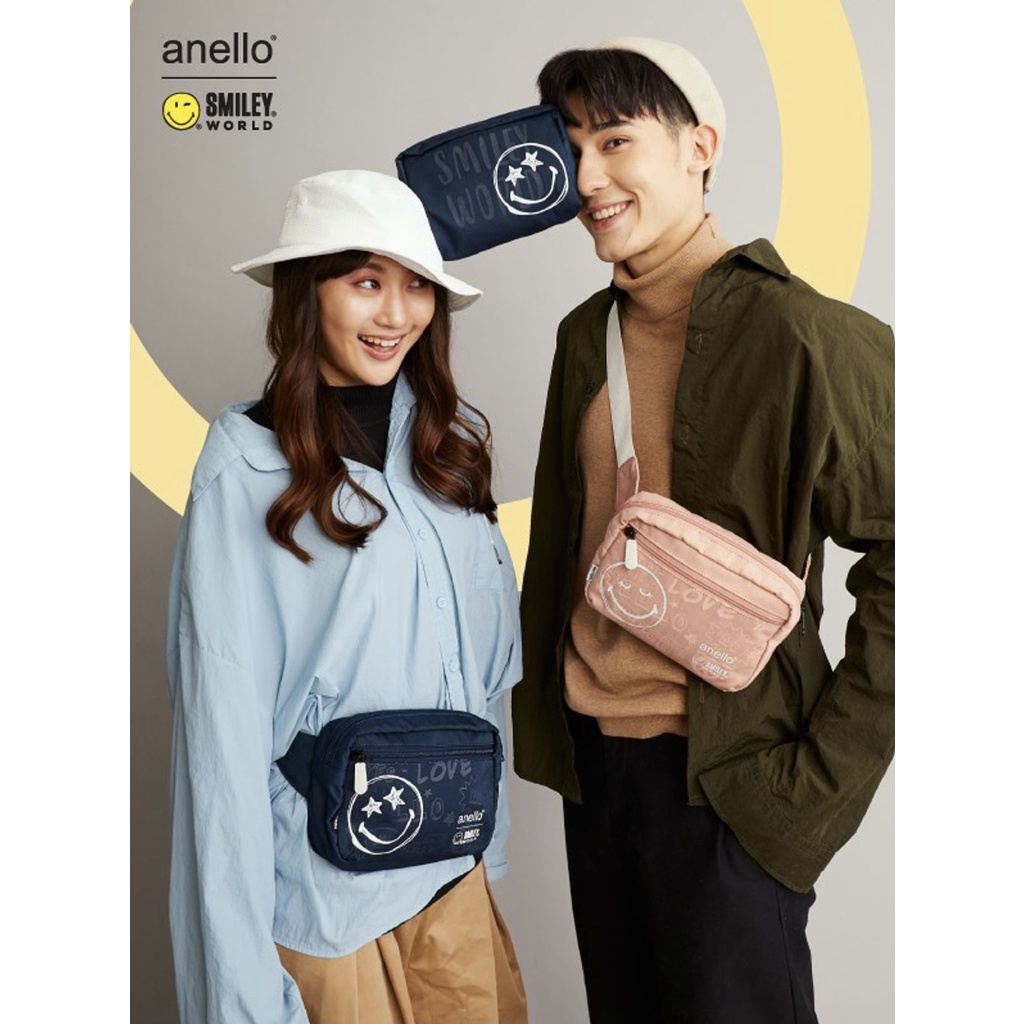 แบบใหม่ พร้อมส่ง กระเป๋าสะพายข้าง anello x SMILEY แบบ 3IN1 คาดอกได้คาด ...