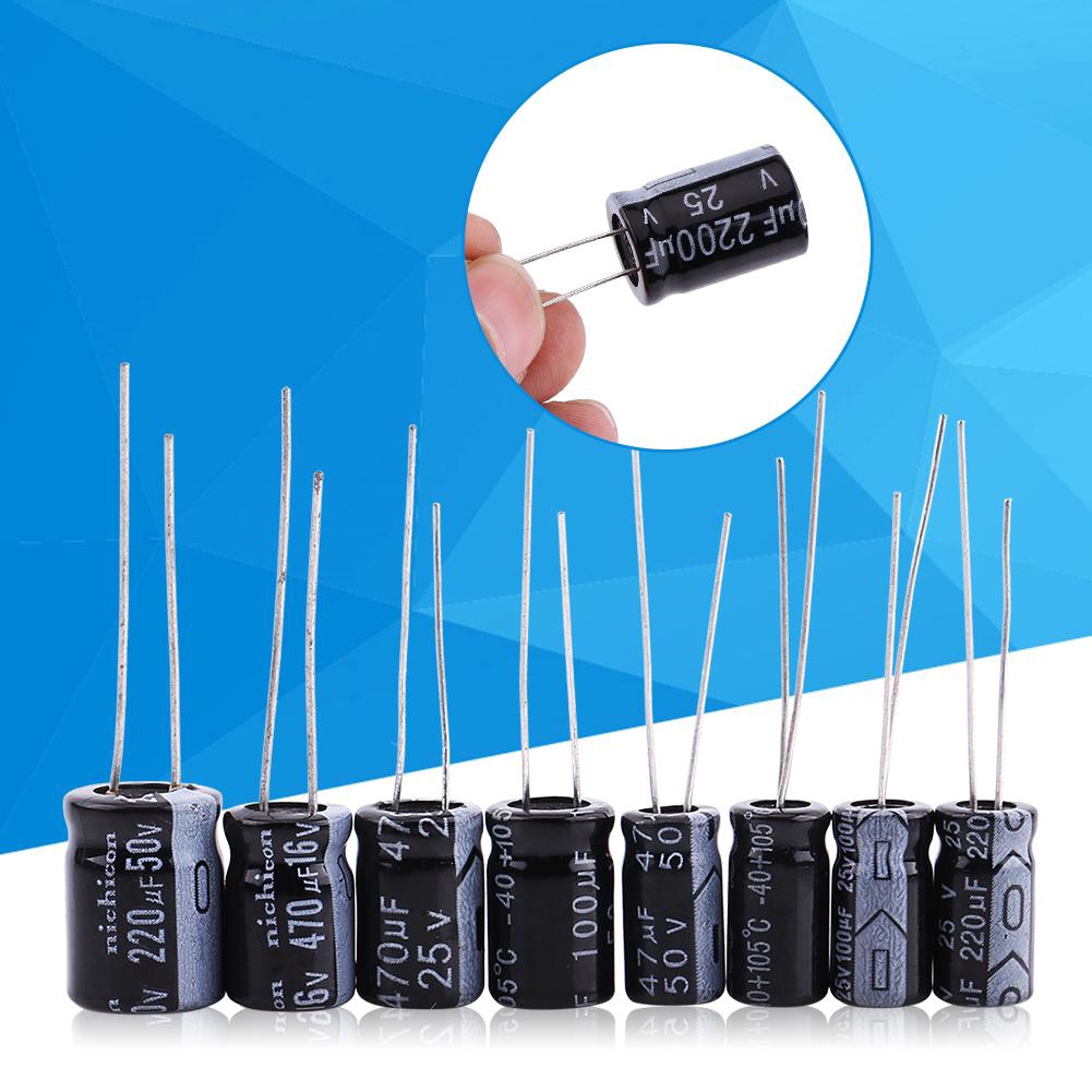 125pcs 1uF~2200uF 25 Values Electrolytic Capacitors Assortment Kit Set ...