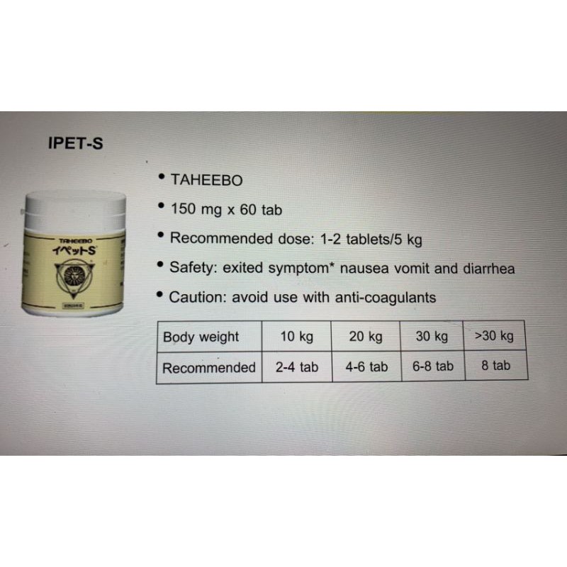Taheebo I pet-s อาหารเสริมสำหรับสัตว์ 1 กระปุก (60 เม็ด) - all_about ...