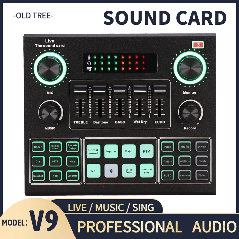 การ์ดเสียงV9 Bluetooth Sound card Live erformance Recording Singing ...