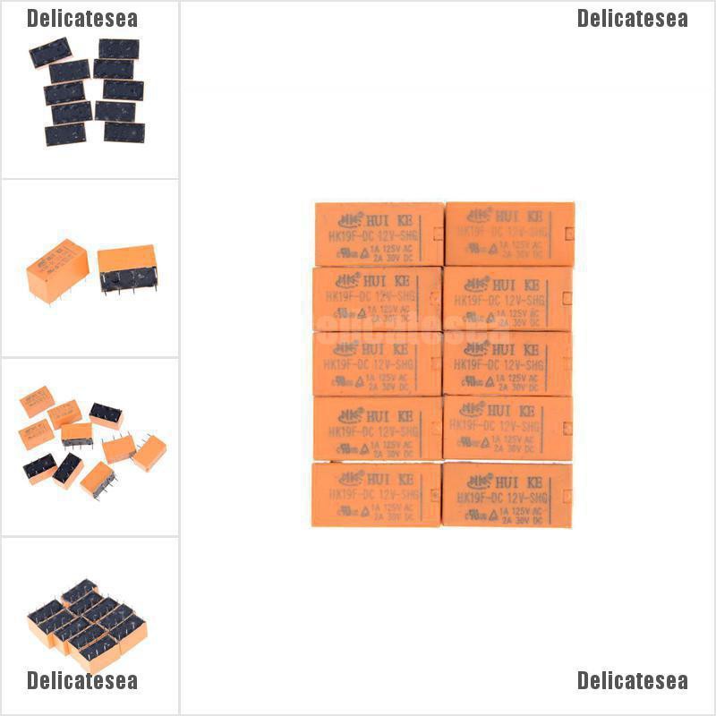 Delicatesea 10Pcs hk19f-dc12v-shg dc 12v coil dpdt 8pin pcb realplay ...