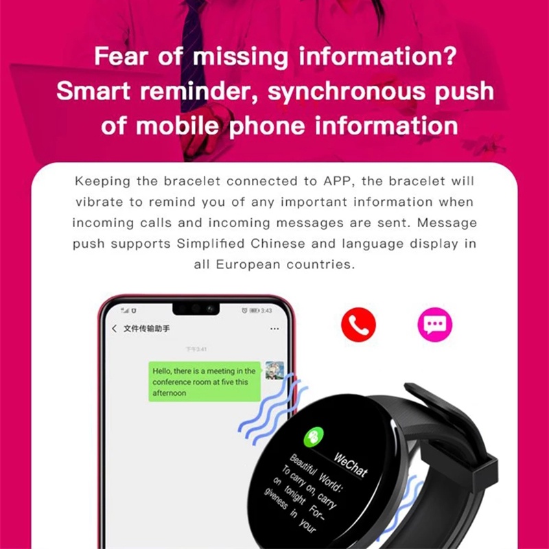 D18 Smart Watch Heart Rate Blood Pressure Fitness Tracker Men Women ...