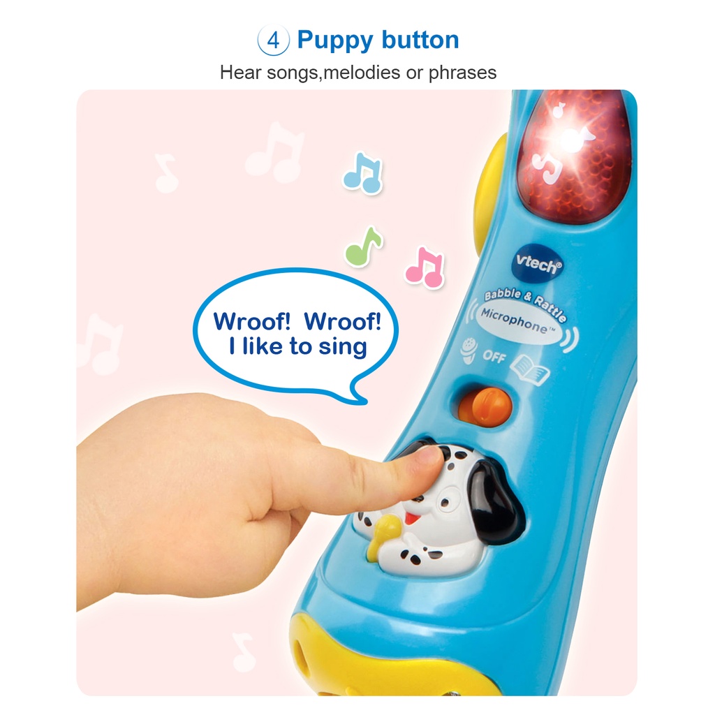 VTech Baby Microphone Toys Babble Rattle Infant Toddler Music Toys 3 ...