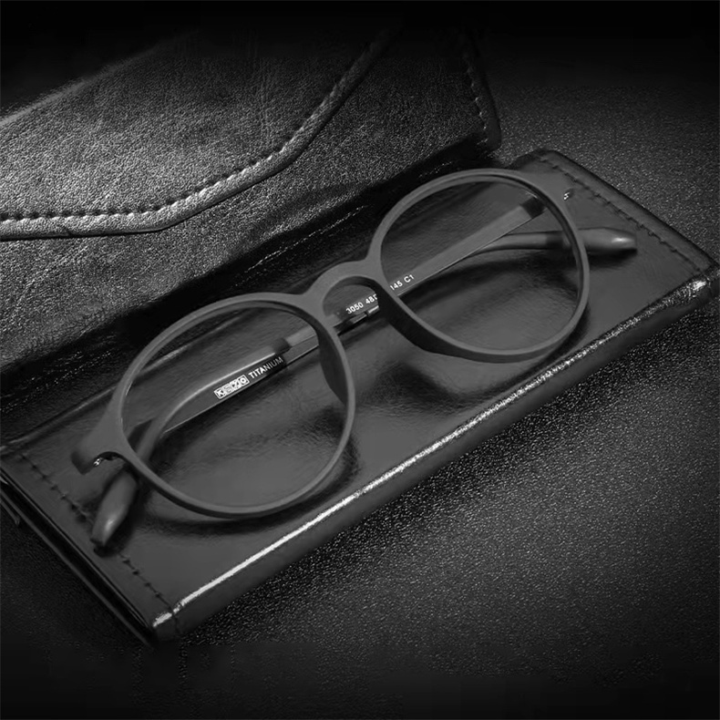 Ultralight Rubber Titanium Round Frame Blue Light Blocking Reading ...