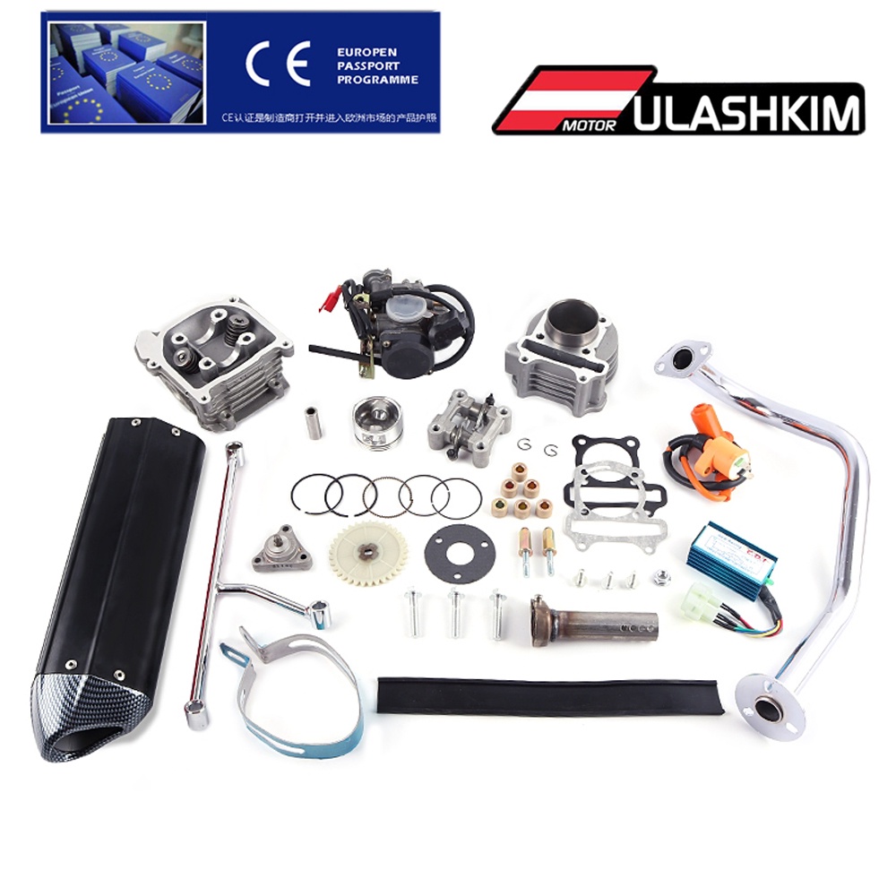 4 STROKE CYLINDER KIT GY6 50 80 100 137QMA QMB139 Head Racing Exhaust ...