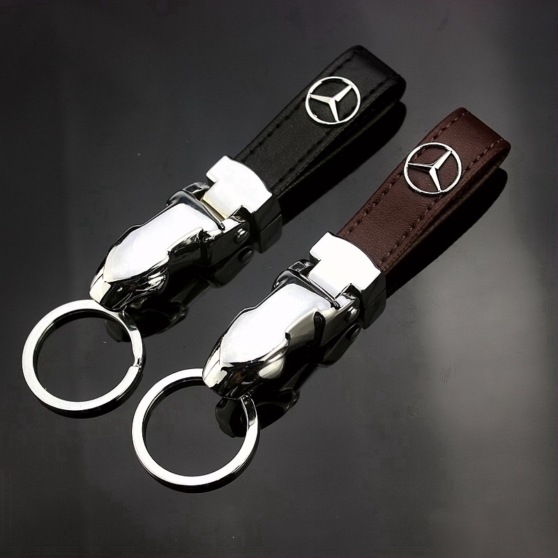 1pc Metal Leopard Head Leather Key Chains Rings Holder Car Keyrings ...