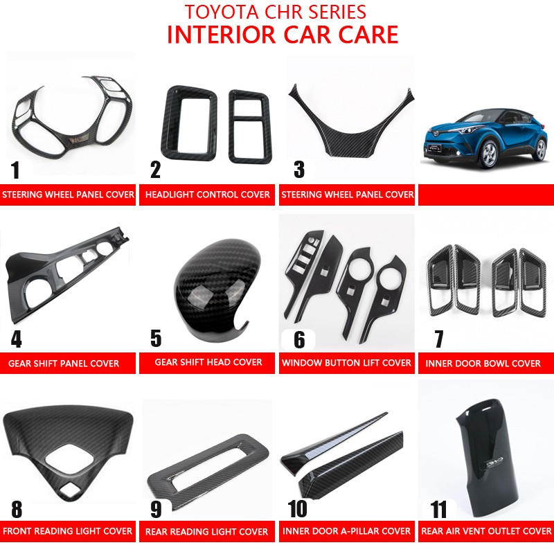For Toyota CH-R CHR Right Hand Drive Interior Trims Covers Carbon Fiber ...