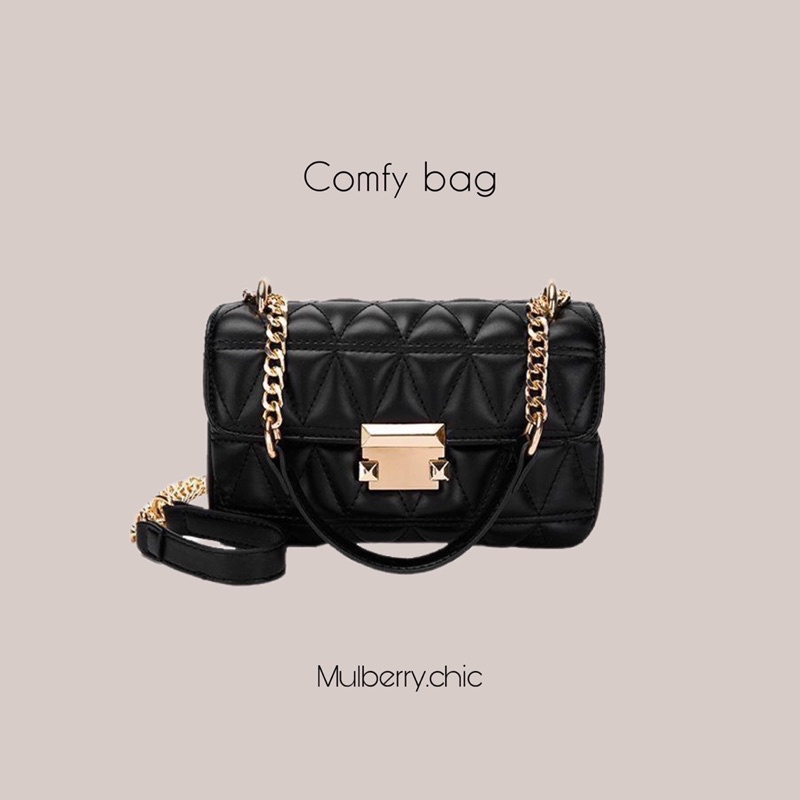 Comfy bag กระเป๋าสะพายข้าง อะไหล่ทอง หนังนุ่มมาก สะพายได้2แบบ สายคู่ ...