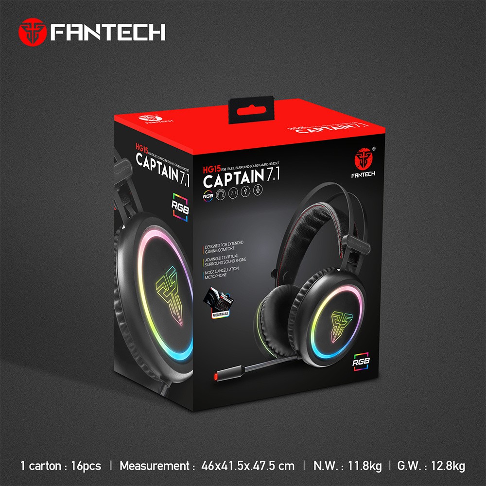หูฟังเกมมิ่ง HEADSET (7.1) FANTECH CAPTAIN HG15 RGB GAMING ...