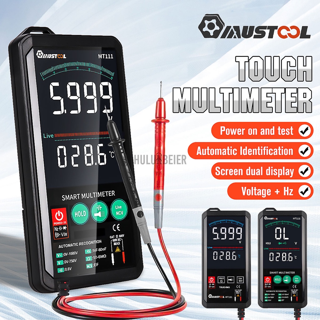 Mustool MT111 Touch Screen Digital Multimeter 6000 Counts Intelligent ...