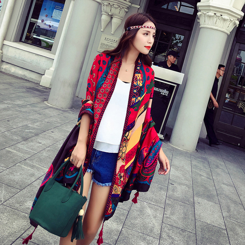 Cotton hemp national style scarf tourism sunscreen shawl silk scarf ...
