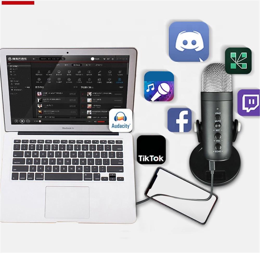 BCondenser Microphone Studio Recording USB Microphone for PC Computer ...