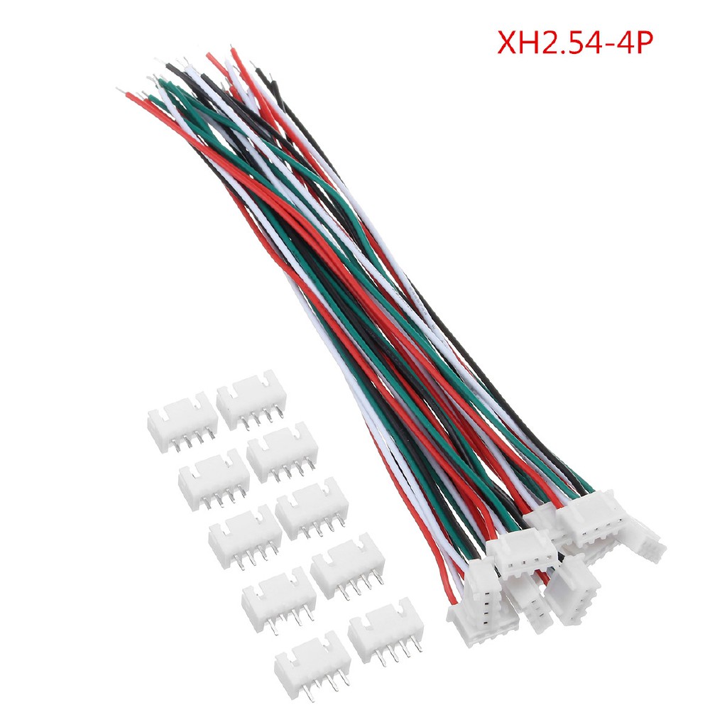 (lila) 10 ชุด mini micro jst xh 2 . 54 มม. 4 - pin ปลั๊กเสียบพร้อมสายเคเบิ้ล 150 มม. ...