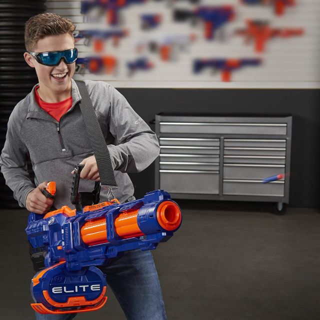 NERF Elite Titan CS-50 Toy Blaster Gun Fully Motorized, 50-Dart Drum ...